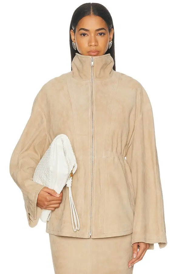 Nour Hammour Passage Suede Jacket - Creme