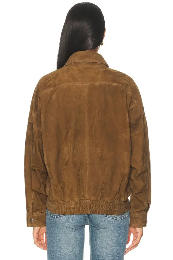 Nour Hammour Suede Zip-up Jacket - Bark