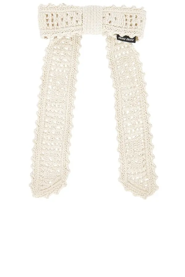 Miu Miu Crochet Filet Bow Beret Hair Clip - Talco