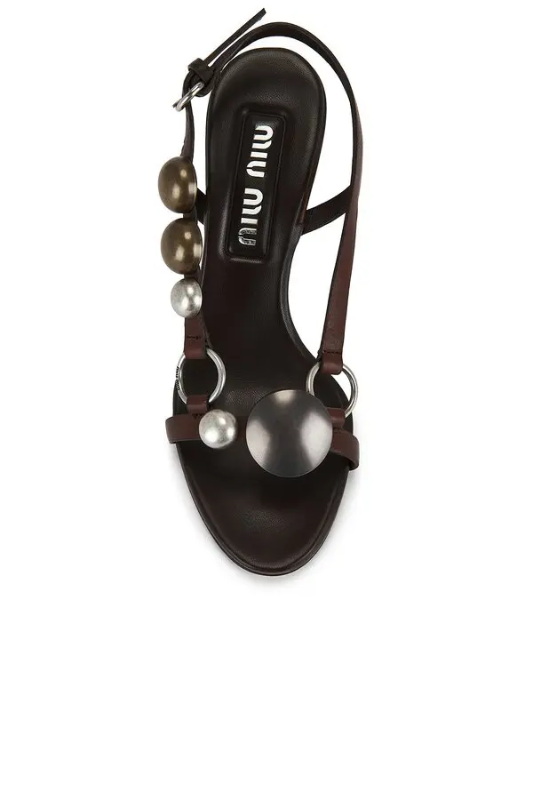 Miu Miu Embellished Leather Slingback Sandals
