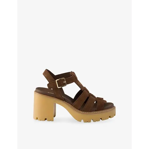 Prada Suede Heeled Platform Sandals - Brown