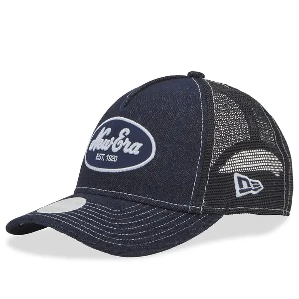New Era 9forty Adjustable Trucker Cap With Embroidered Branding - Navy