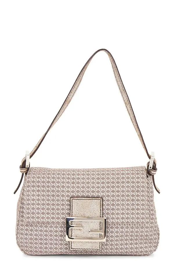 Fendi Mini Mama Baguette Shoulder Bag In Metallic - Silver