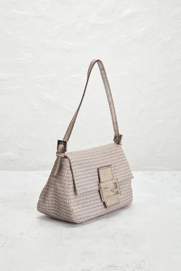 Fendi Mini Mama Baguette Shoulder Bag In Metallic - Silver