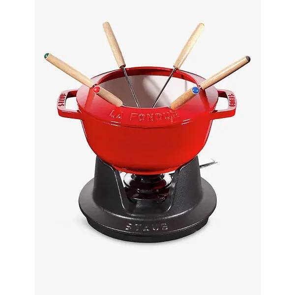 STAUB Brand-embossed Cast-iron Fondue Set - Cherry