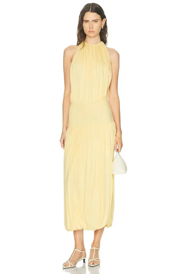 TOTEME Soft Gathered Midi Dress - Champagne
