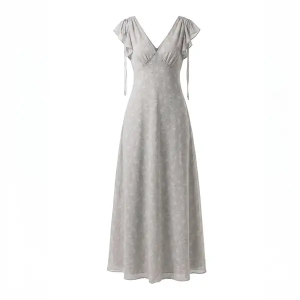 BELSIZE25 Floral Chiffon Midi Dress With Butterfly Sleeves