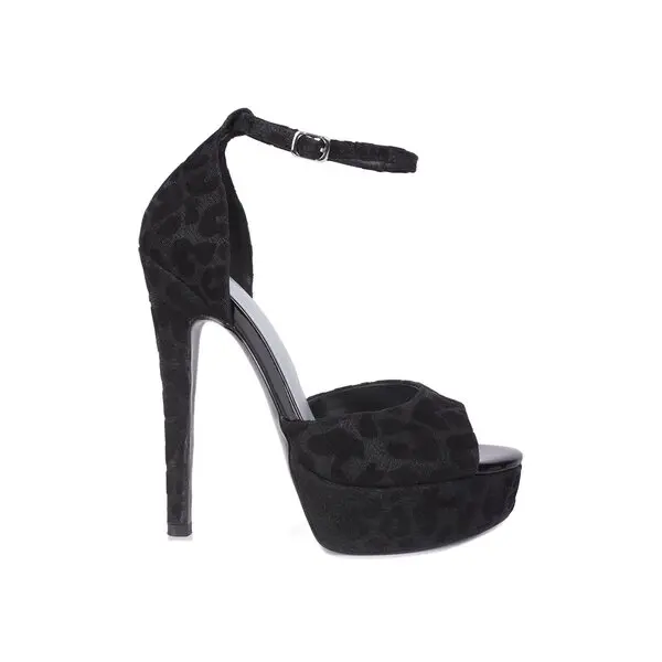 RAG & CO Brigitte Leopard Print Peep Toe Stiletto Sandal