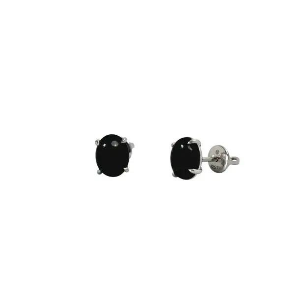 ONI Onyx Stud Earrings - Silver