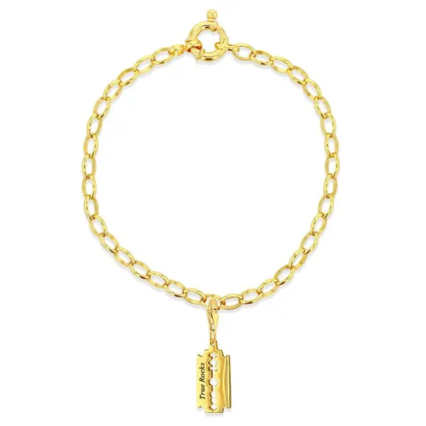 TRUE ROCKS 18kt -plated Razor Blade Charm Belcher Bracelet - Gold
