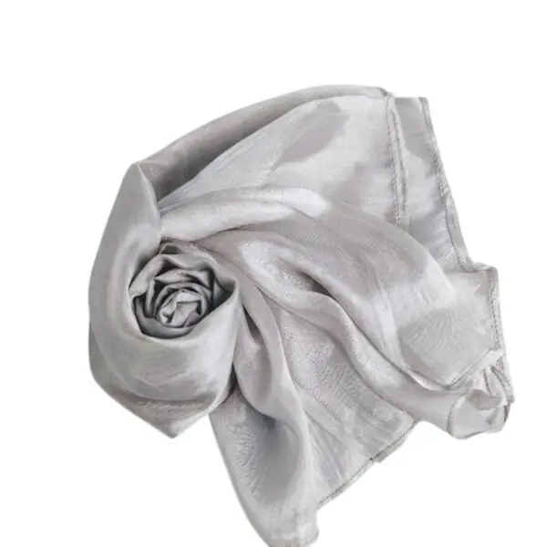SILK AND BEARS Grey Habotai Silk Scarf – Wedding Silk Shawl Wrap - Silver
