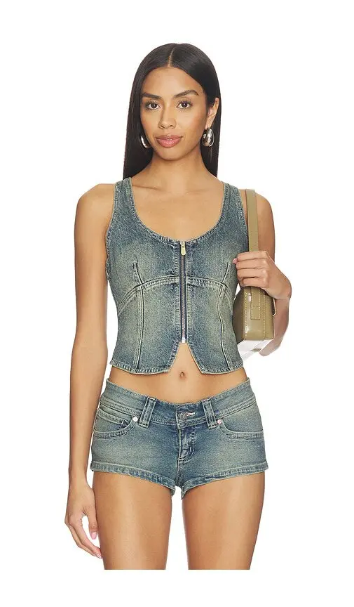 Abrand Denim Addison Racer Vest Top
