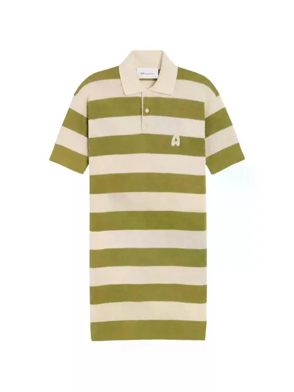 AMI Paris De Coeur Striped Polo Mini Dress