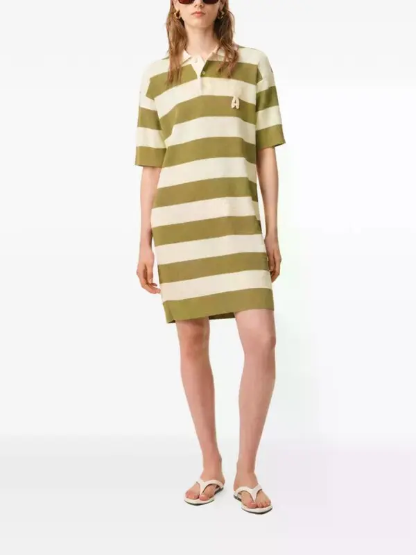 AMI Paris De Coeur Striped Polo Mini Dress