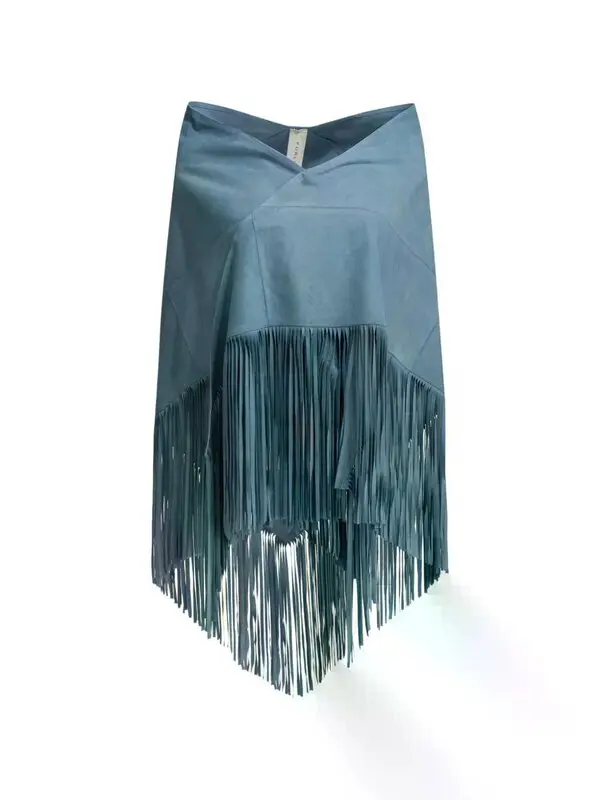 FURLING BY GIANI Fringed Suede Scarf - Blue