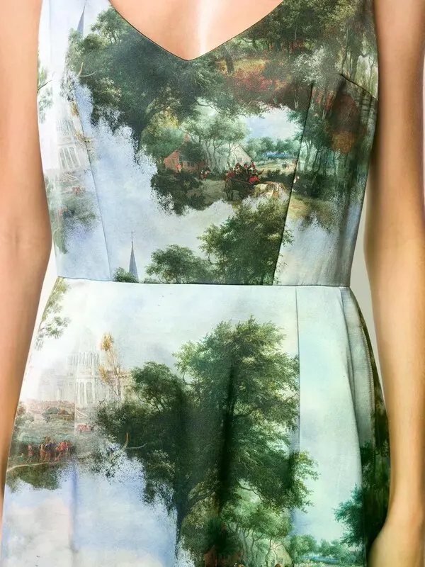 Comme Des Garçons Landscape Print A-line Dress