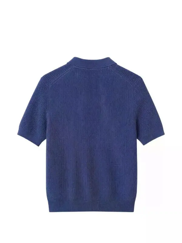 GRAN SASSO Ribbed-knit Short-sleeve Polo Shirt - Blue