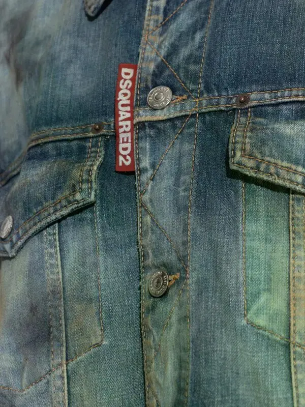 Dsquared2 Distressed Faded Denim Jacket