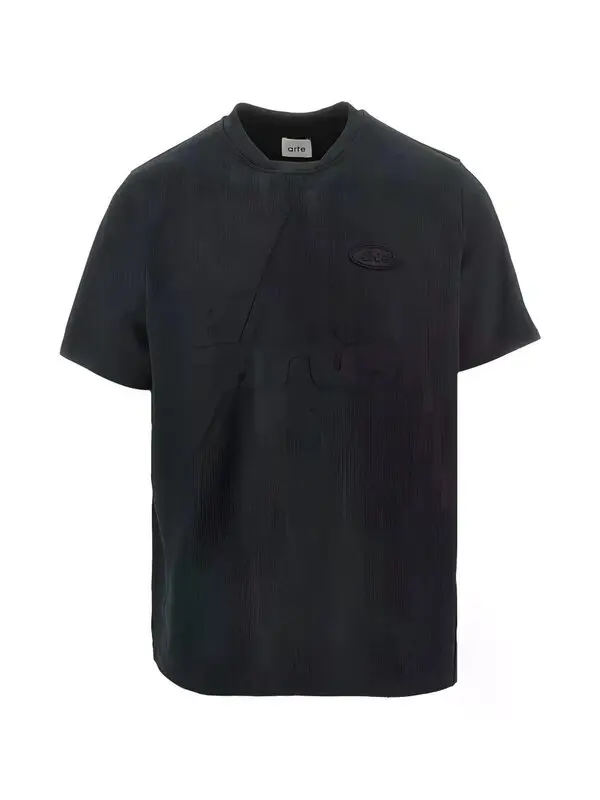 ARTE ANTWERP Logo-applique Asymmetric-seam T-shirt - Black