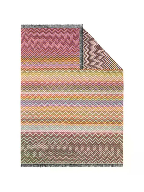 Missoni Antwan Zigzag-knit Fringed Throw - Neutrals