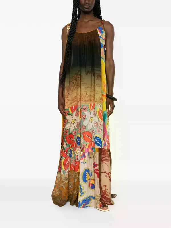 120% Lino Floral Print Maxi Dress