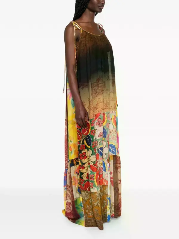 120% Lino Floral Print Maxi Dress