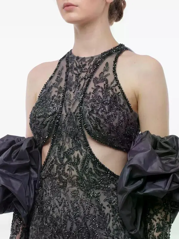 GATTINOLLI BY MARWAN Embellished Gown With Ruffled Sleeves