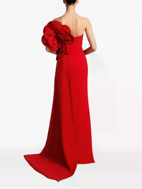 GATTINOLLI BY MARWAN Floral Appliqué Strapless Gown