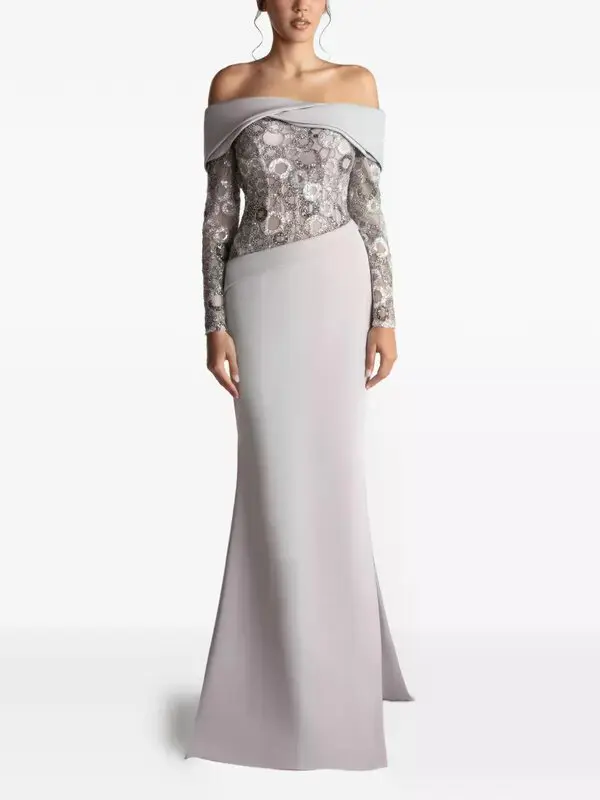 GATTINOLLI BY MARWAN Off-shoulder Embroidered Gown