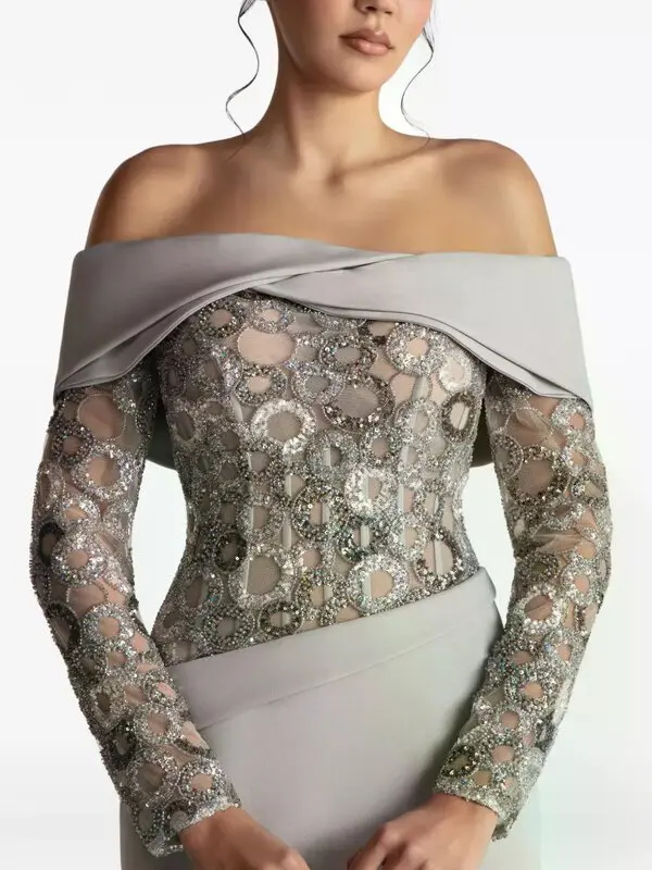 GATTINOLLI BY MARWAN Off-shoulder Embroidered Gown