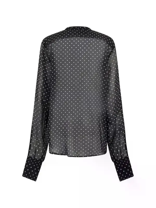 THE MANNEI Polka-dot Asymmetric Blouse