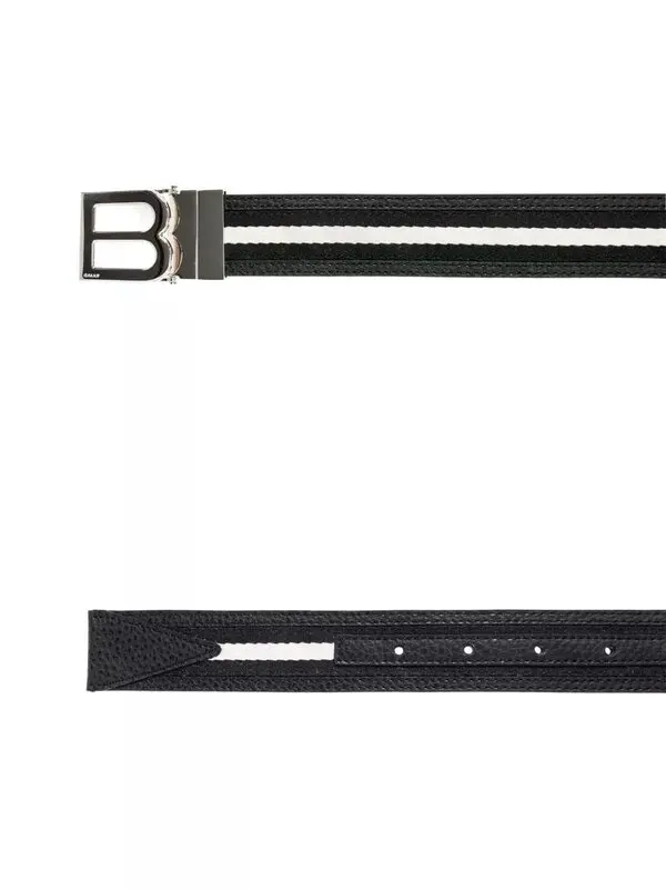Bally Logo Plaque Striped Belt