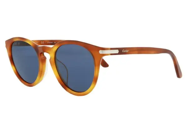 CARTIER Round Frame Sunglasses - Havana/blue (ct0010sa
