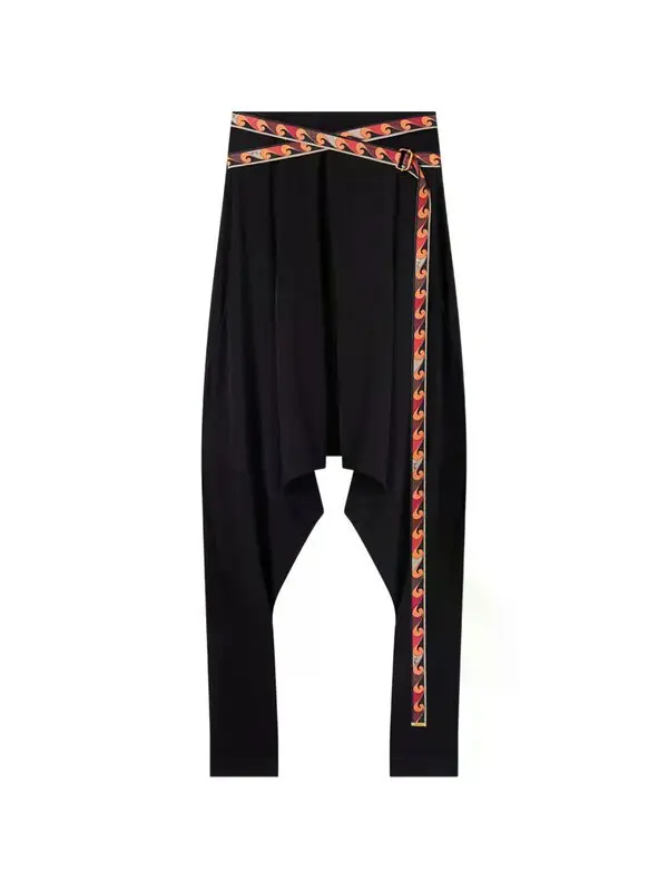 Emilio Pucci Flowy Viscose Jersey Pants With Printed Belt
