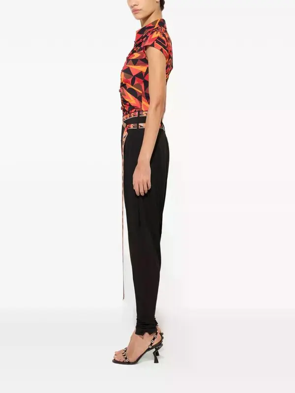 Emilio Pucci Flowy Viscose Jersey Pants With Printed Belt