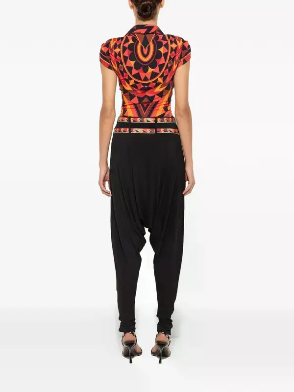 Emilio Pucci Flowy Viscose Jersey Pants With Printed Belt