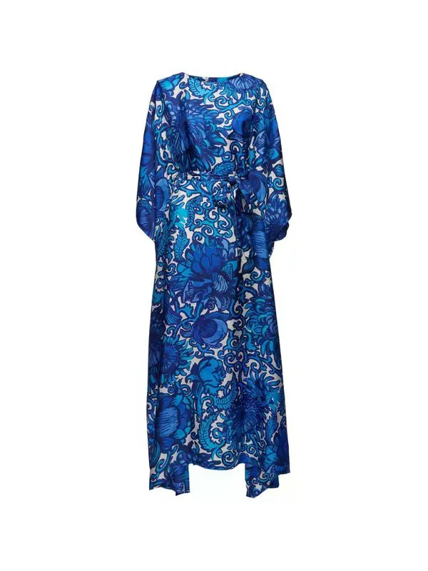 La DoubleJ Kaftan In Silk Twill - Blue