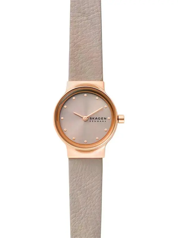 Skagen Freja 26mm Watch With Rose Gold-tone Case And Leather Strap - Grey