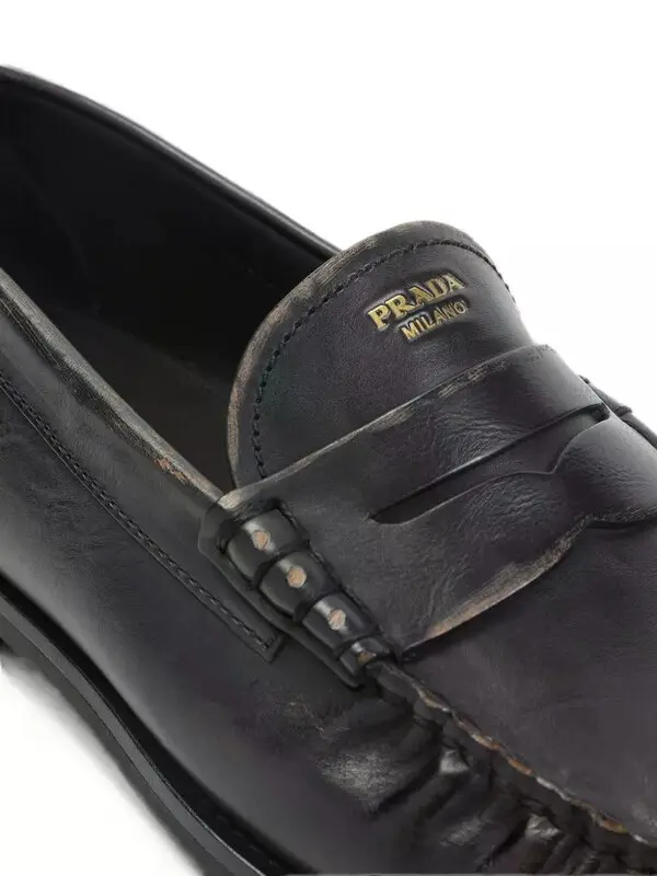 Prada Antiqued Leather Loafers