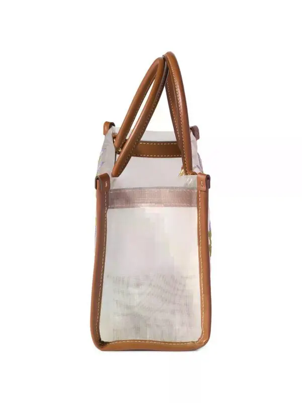 Miu Miu Embroidered Mesh Top Handle Bag - White