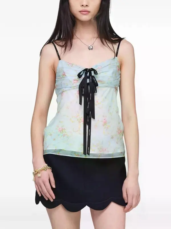 Marc Jacobs Blurred Floral Bow Top - Blue