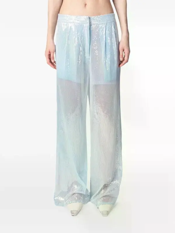 TWENTY FOURHAITCH Sequin Embellished Satin Detail Trousers