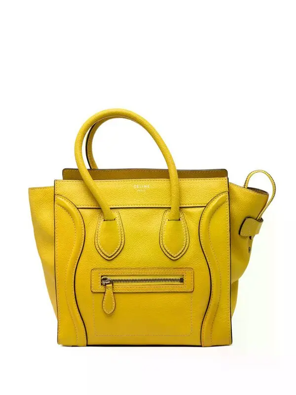 Celine Micro Drummed Calfskin Luggage Tote Bag - Yellow