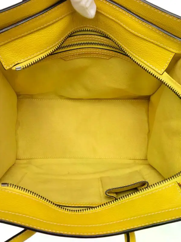 Celine Micro Drummed Calfskin Luggage Tote Bag - Yellow