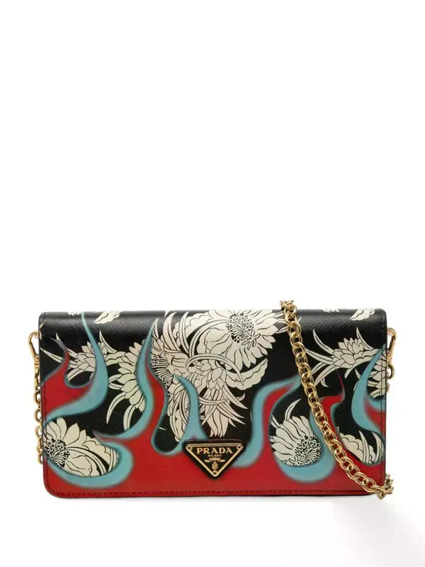 Prada Saffiano Wallet On Chain - Black