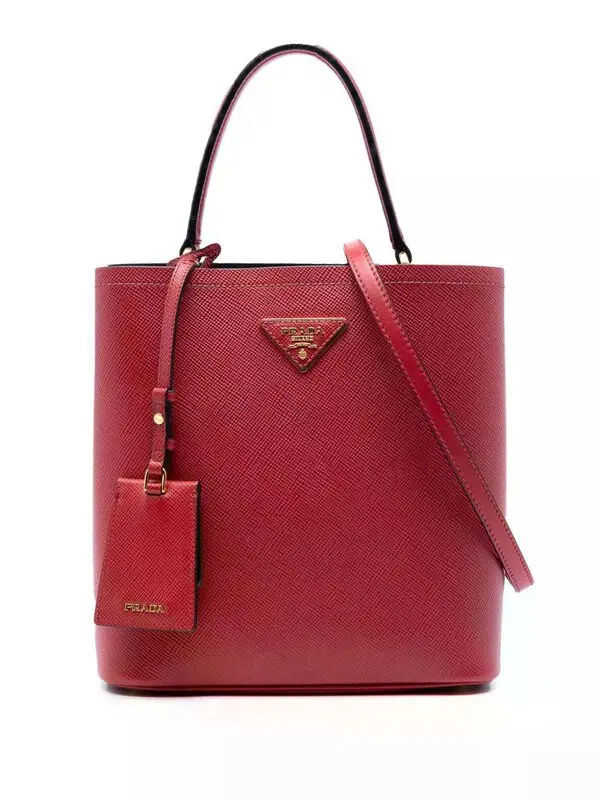 Prada Saffiano Cuir Panier Satchel - Red