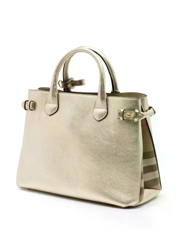 Burberry Metallic Leather And House Check Banner Satchel