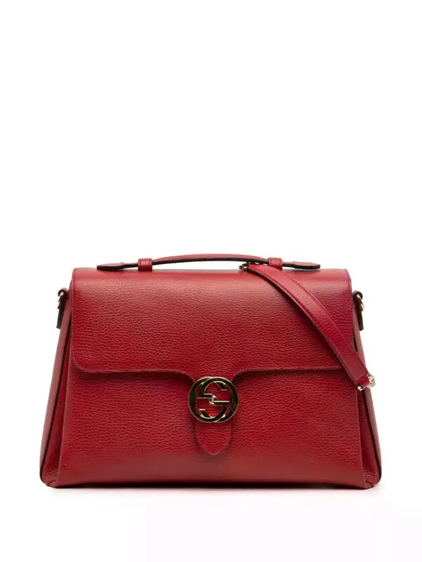 Gucci Medium Dollar Calf Interlocking G Satchel - Red
