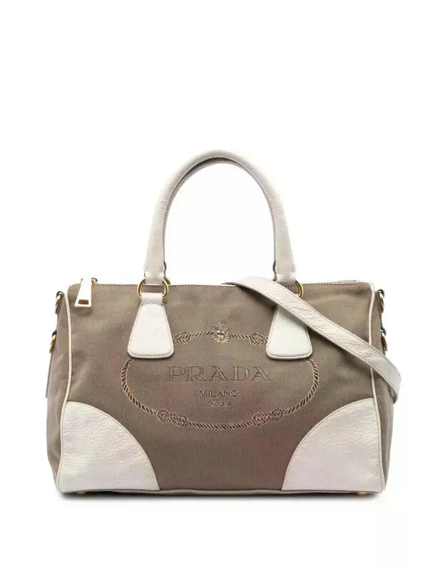 Prada Canapa Logo Satchel - Brown