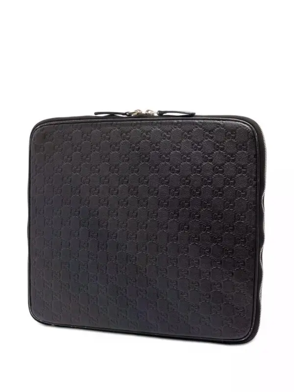 Gucci Embossed Leather Laptop Case Clutch Bag